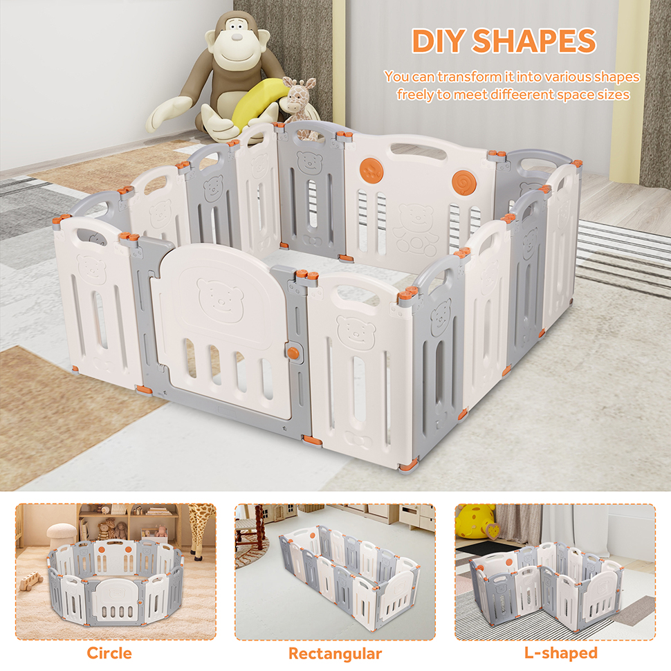 14-Panel Foldable Indoor & Outdoor Baby Playpen - LIVINGbasics