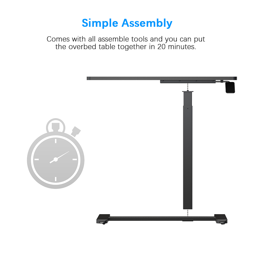 Adjustable Height Overbed Table, Bedside Sofa Side Table with Hidden ...