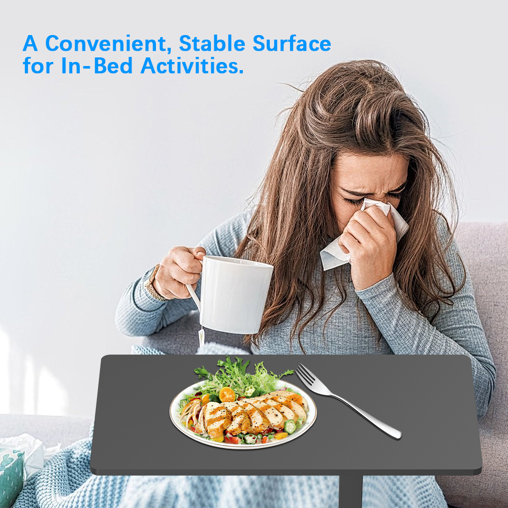 Adjustable Height Overbed Table, Bedside Sofa Side Table with Hidden ...