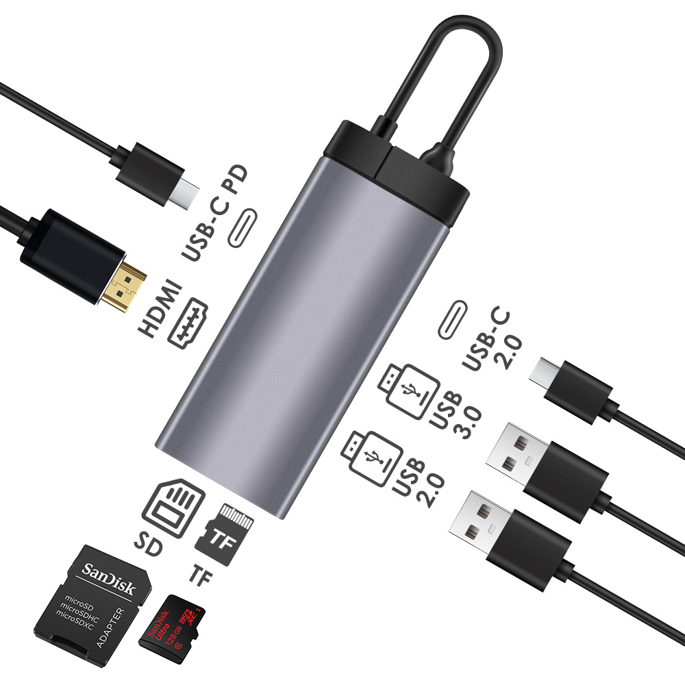 7-in-1 USB-C Hub with 4K HDMI, 100W PD, USB C Port, USB 3.0, USB 2.0 ...
