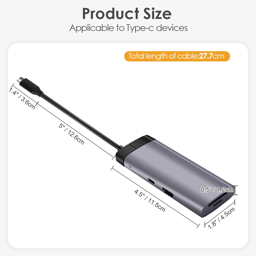 7-in-1 USB-C Hub with HDMI, USB 3.0/2.0, SD/TF Ports