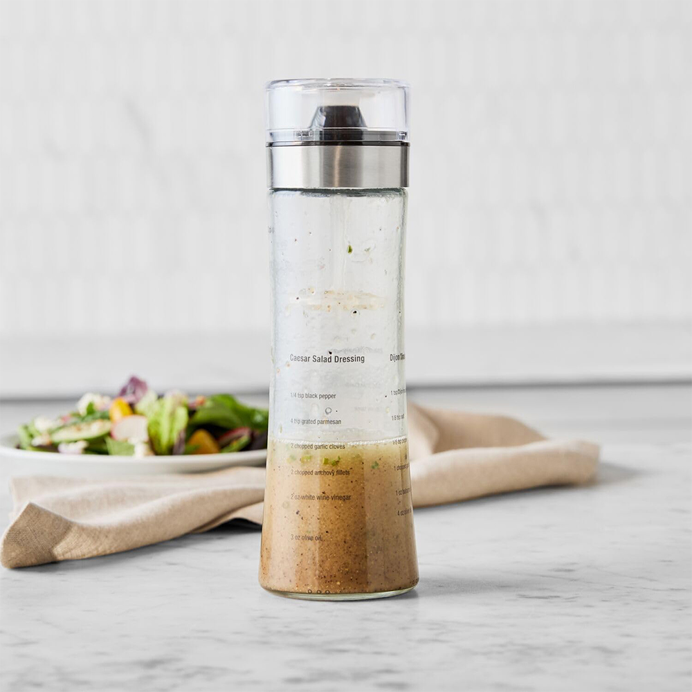 Salad Dressing Mixer Glass Salad Dressing Shaker Bottle with Lid, 500ML ...