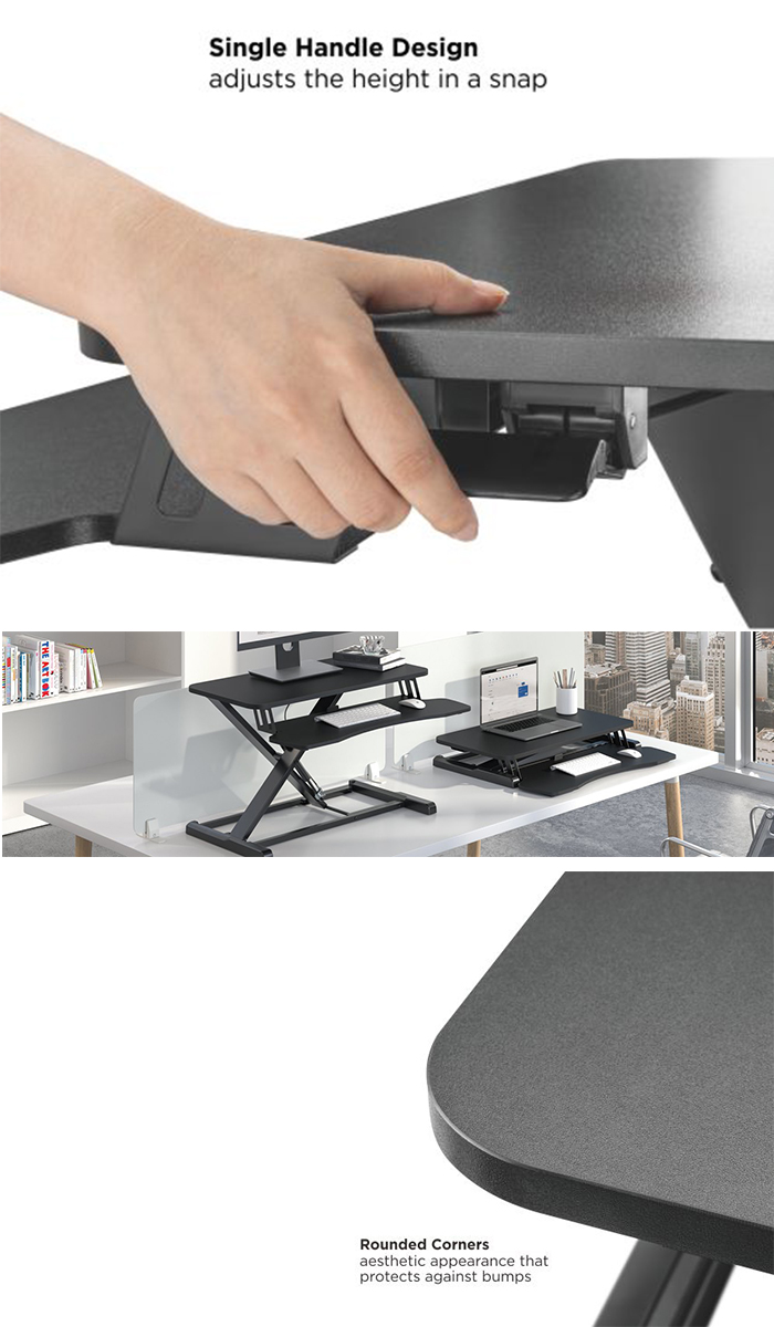 Height Adjustable Sit-Stand Desk Converter with Keyboard Tray