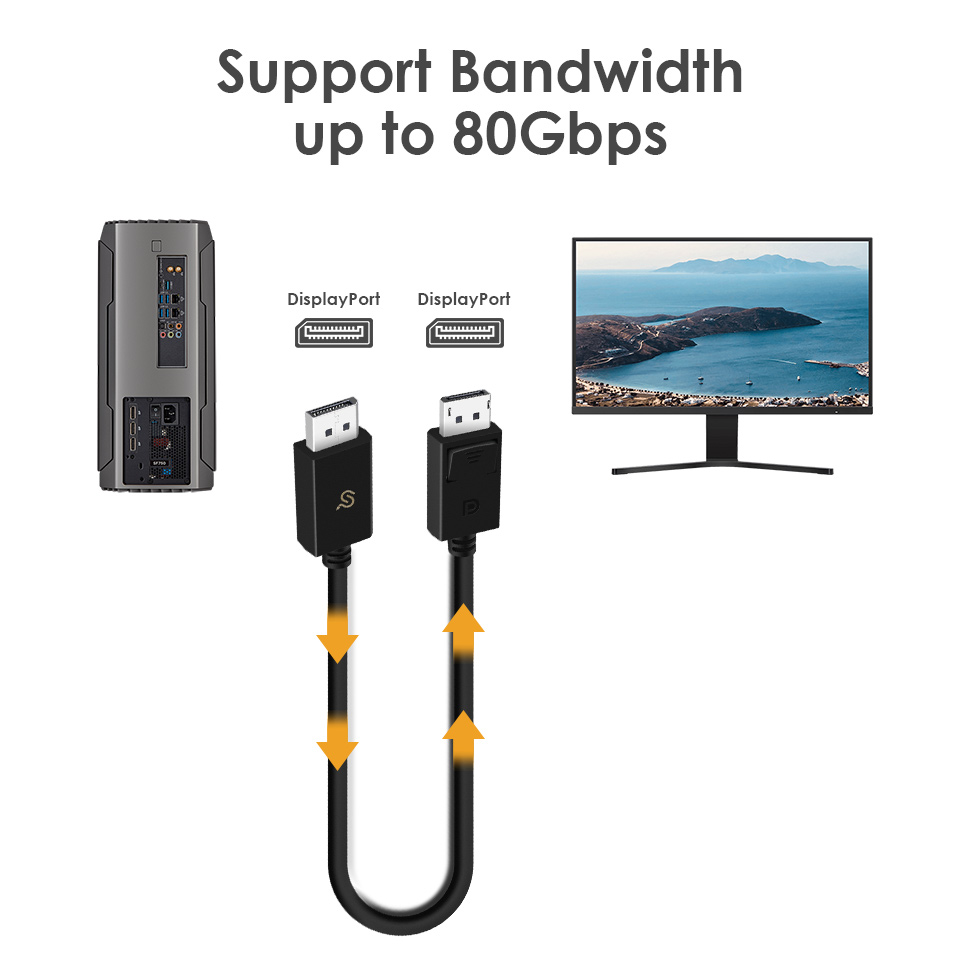16K DisplayPort 2.1 Cable, 4K@240Hz, 8K@120Hz, 16K@60Hz, 80Gbps HDR ...