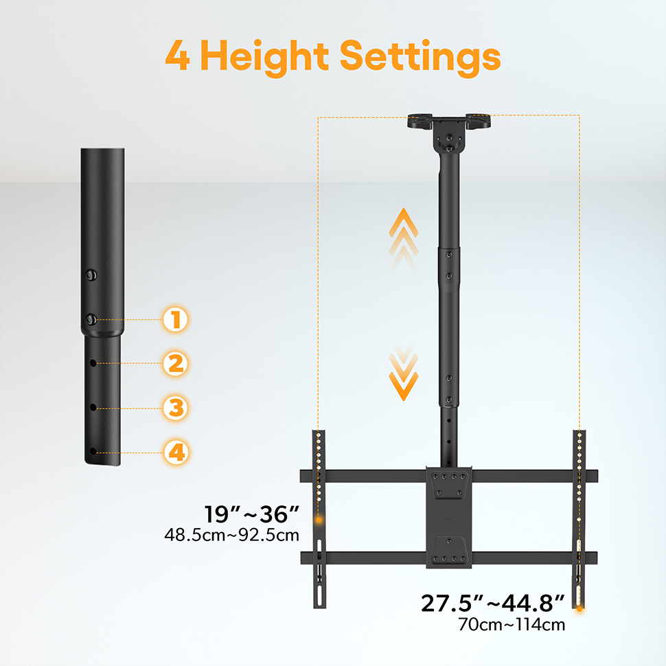 Heavy-Duty Ceiling TV Mount for 43"- 86" TV - PrimeCables