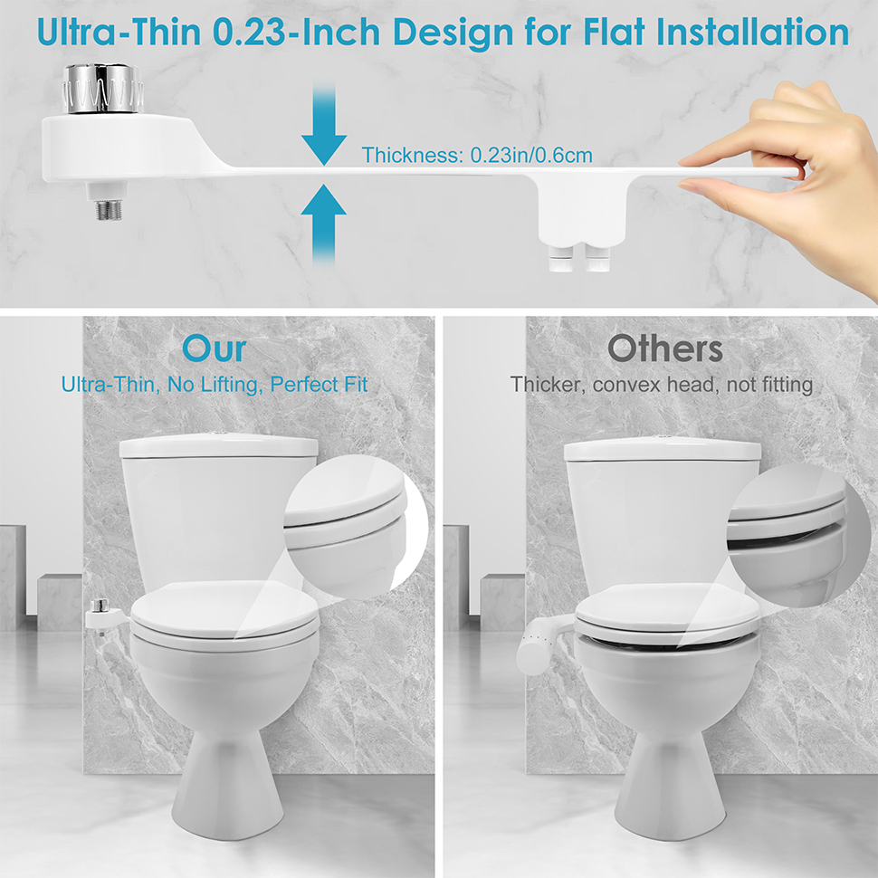 Toilet Bidet Non-Electric Self-Cleaning Dual Nozzle Bidet for Toilet ...