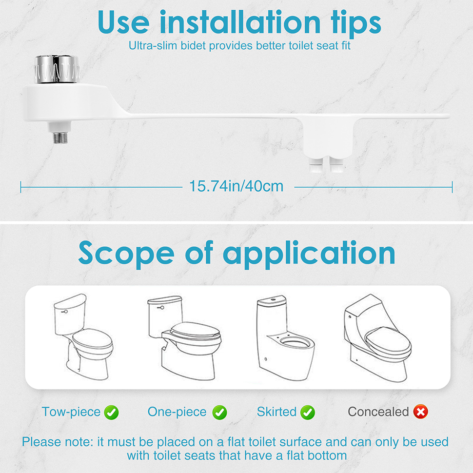 Toilet Bidet Non-Electric Self-Cleaning Dual Nozzle Bidet for Toilet ...