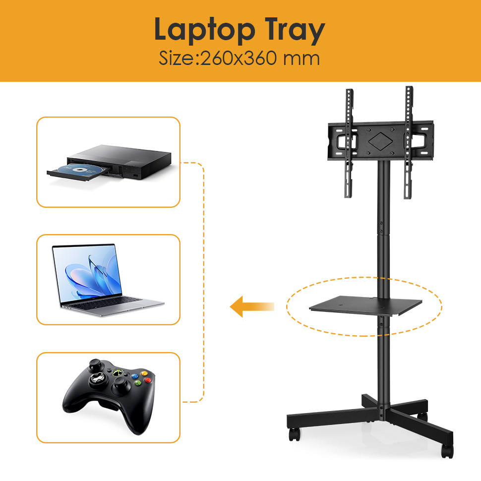TV Cart with Wheels for 26''-60'' TV Screen - PrimeCables