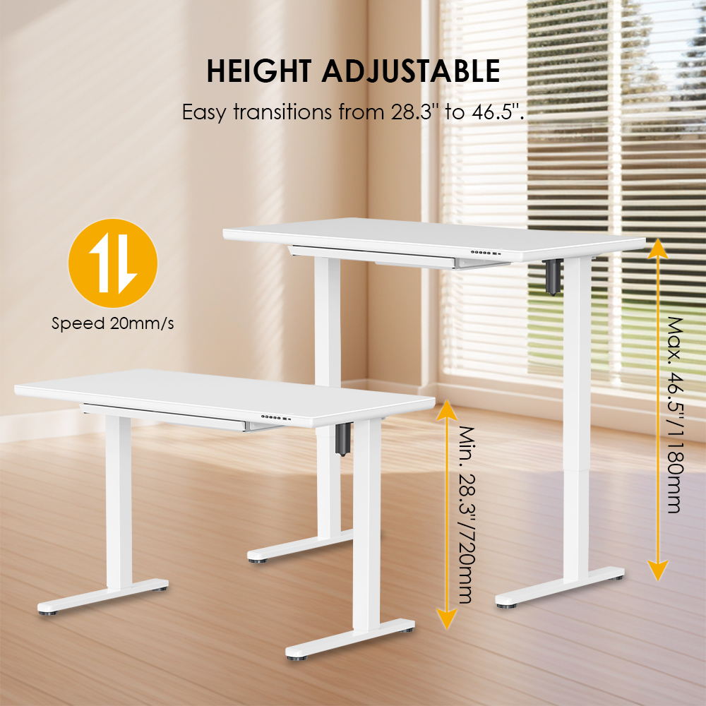 Electric Glass Tabletop Height-Adjustable Ergonomic Standing Desk with ...