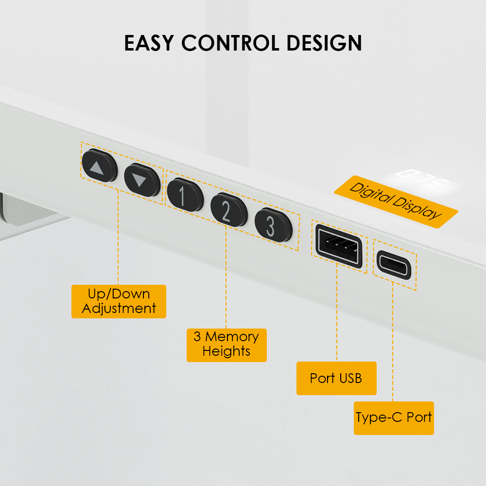 Glass Standing Desk with Drawer – Electric Height | PrimeCables