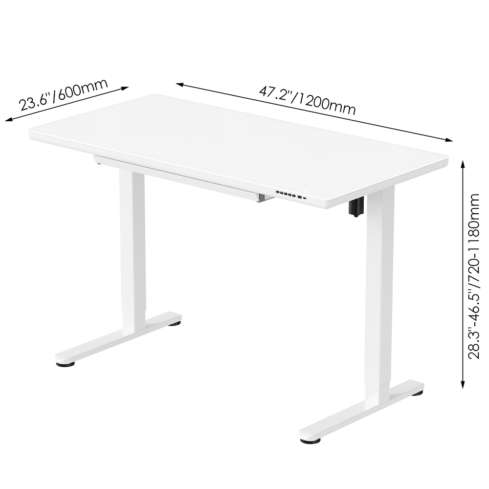 Electric Glass Tabletop Height-Adjustable Ergonomic Standing Desk with ...