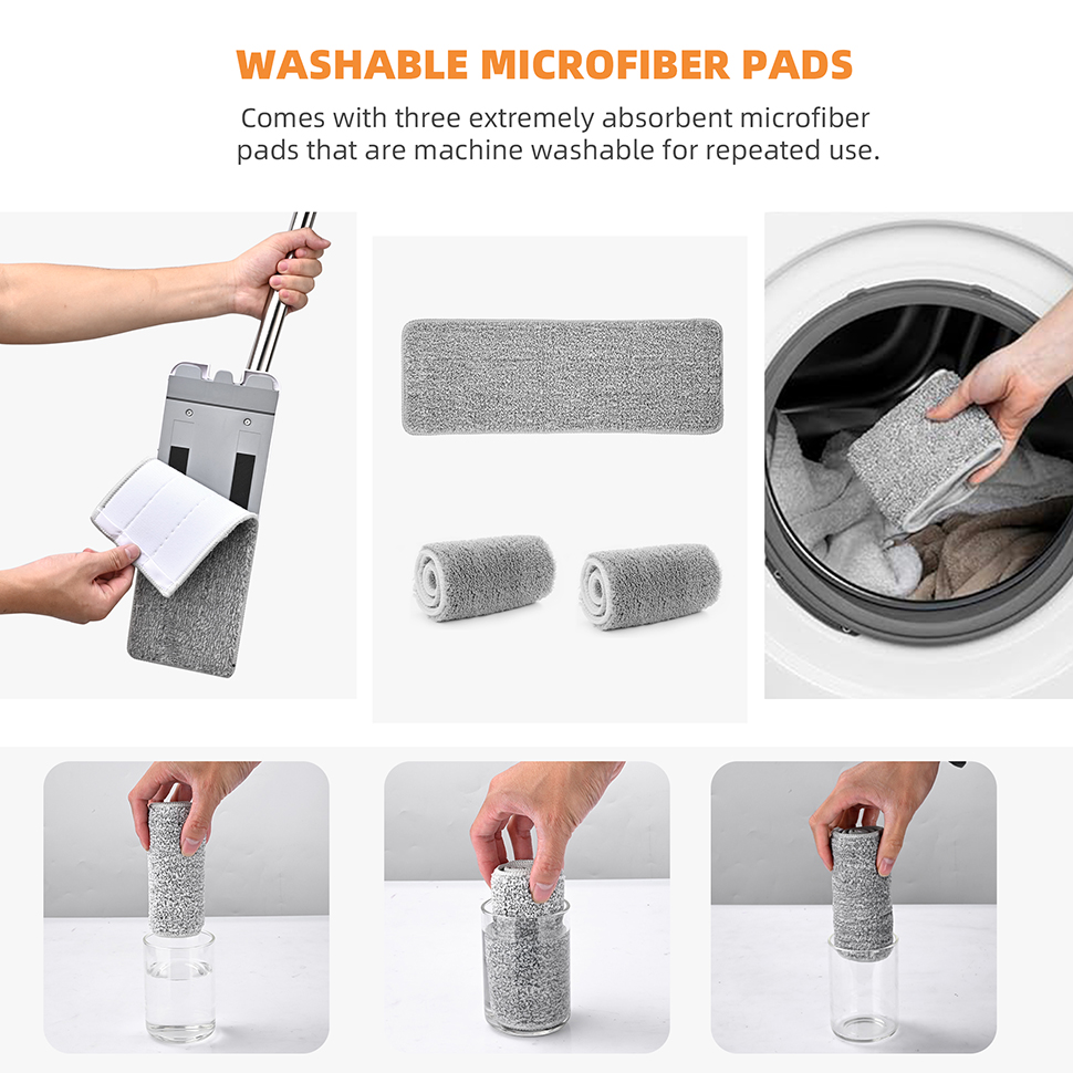 Hand-Free Self-Washing Flat Floor Cleaner Mop and Bucket Set