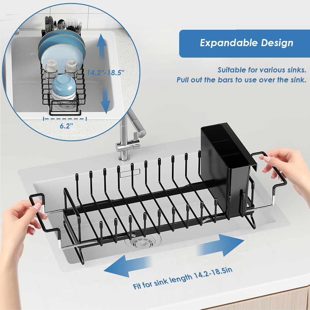 Dish Rack Expandable Small Sink Dish Drying Rack with Silicone Drying ...