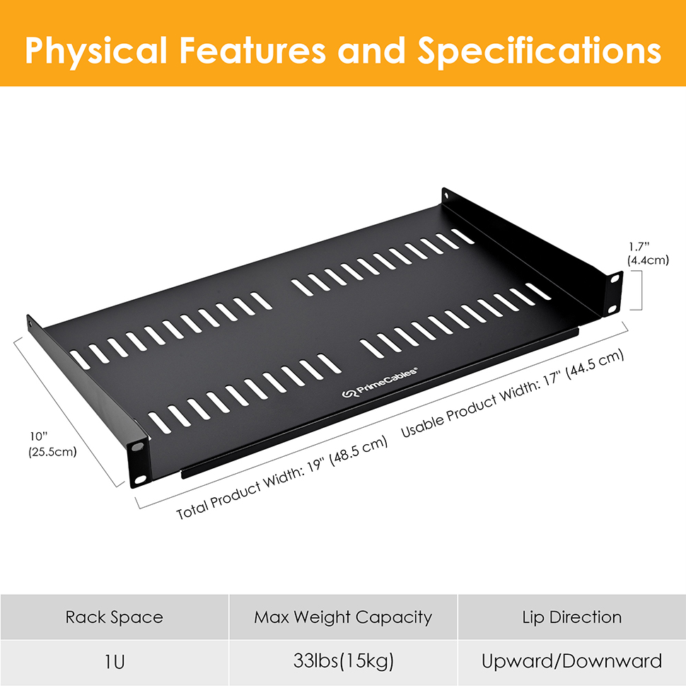 Universal Vented 1U Server Rack Shelf for 19" Network Equipment Rack ...