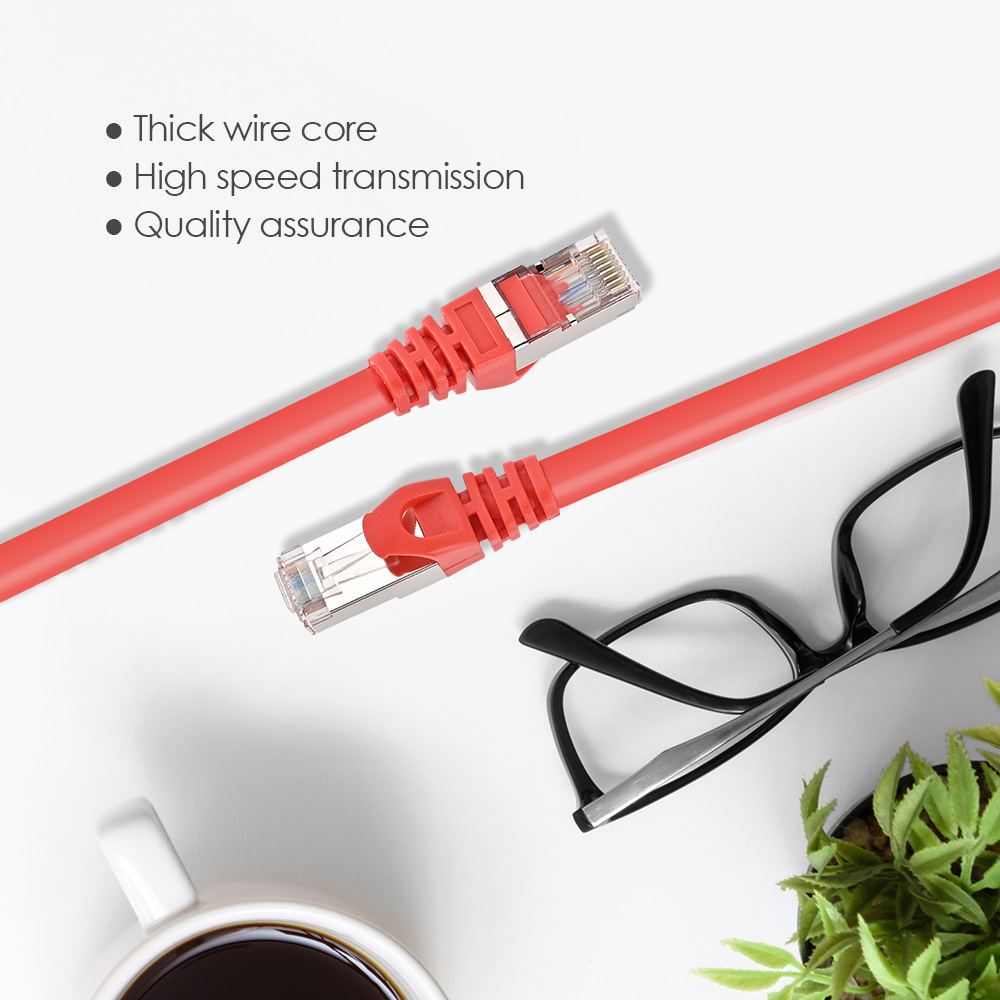 Cat6a SSTP 26AWG 10GB Molded Network Ethernet Patch Cable - Red ...