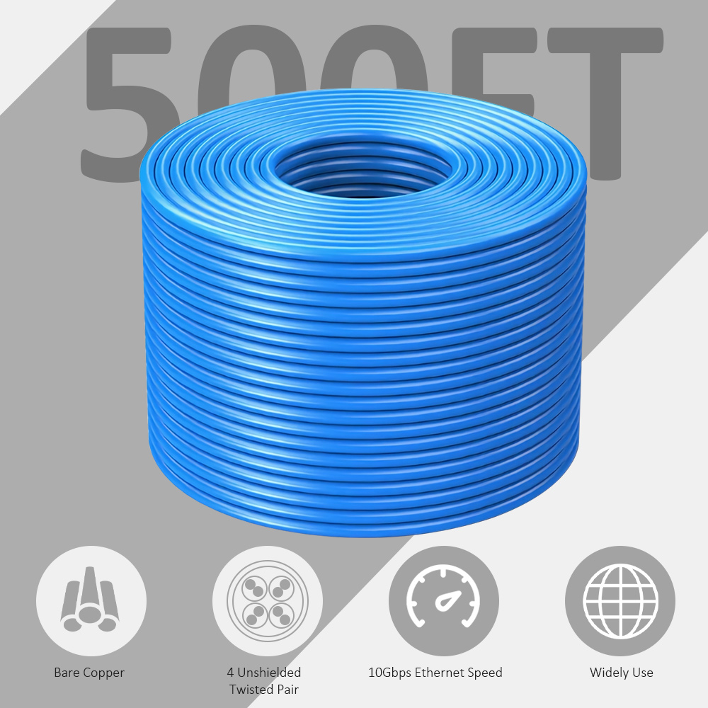 Cat6A CMR Bulk Ethernet Cable – 500ft, Solid UTP, 23AWG, ETL Listed ...