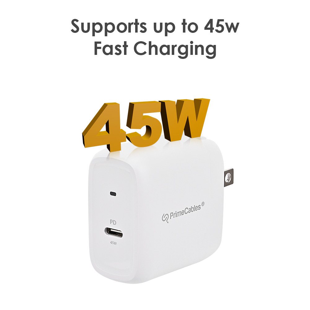 45W GaN USB-C PD Charger – Foldable Plug, UL Certified - PrimeCables®