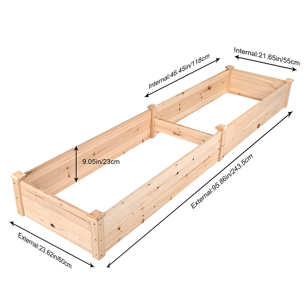 Wooden Planter Box with Divider, 96-Inch Garden Bed for Vegetables ...