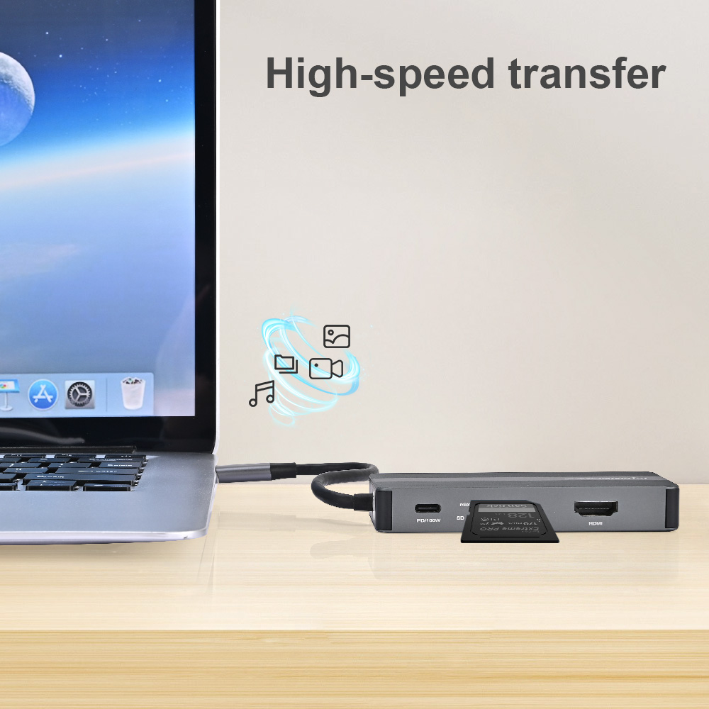 8 in 1 USB-C Adapter with 4K@60HZ HDMI, PD, 2 USB 2.0, USB 3.0, VGA, SD ...