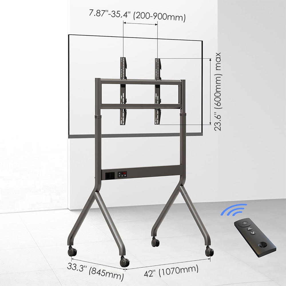 Heavy Duty Electric Lifting Motorized Mobile TV Cart for 75-90 Inch ...