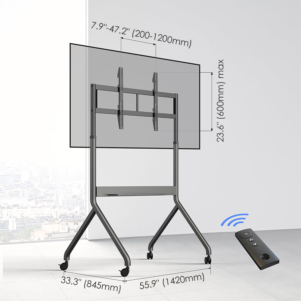 Heavy Duty Electric Lifting Motorized Mobile TV Cart for 80-110 Inch ...