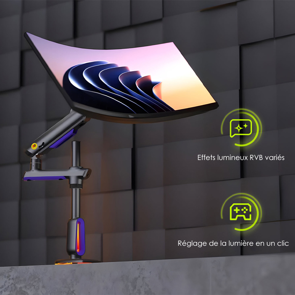 Support de bureau gaming RGB pour moniteur unique de 32″ à 60″ - NB