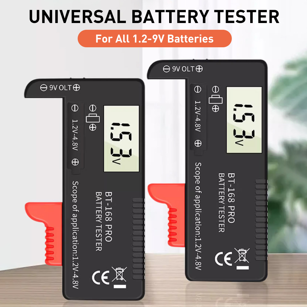 Digital Display Battery Tester Checker for 9V 1.5V, AA AAA C D Button ...