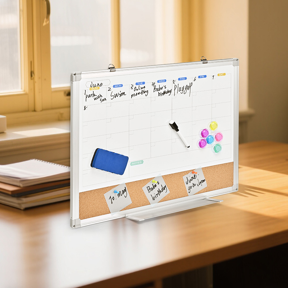 Monthly Calendar Dry Erase Whiteboard & Cork Combo – 60 × 45 cm ...