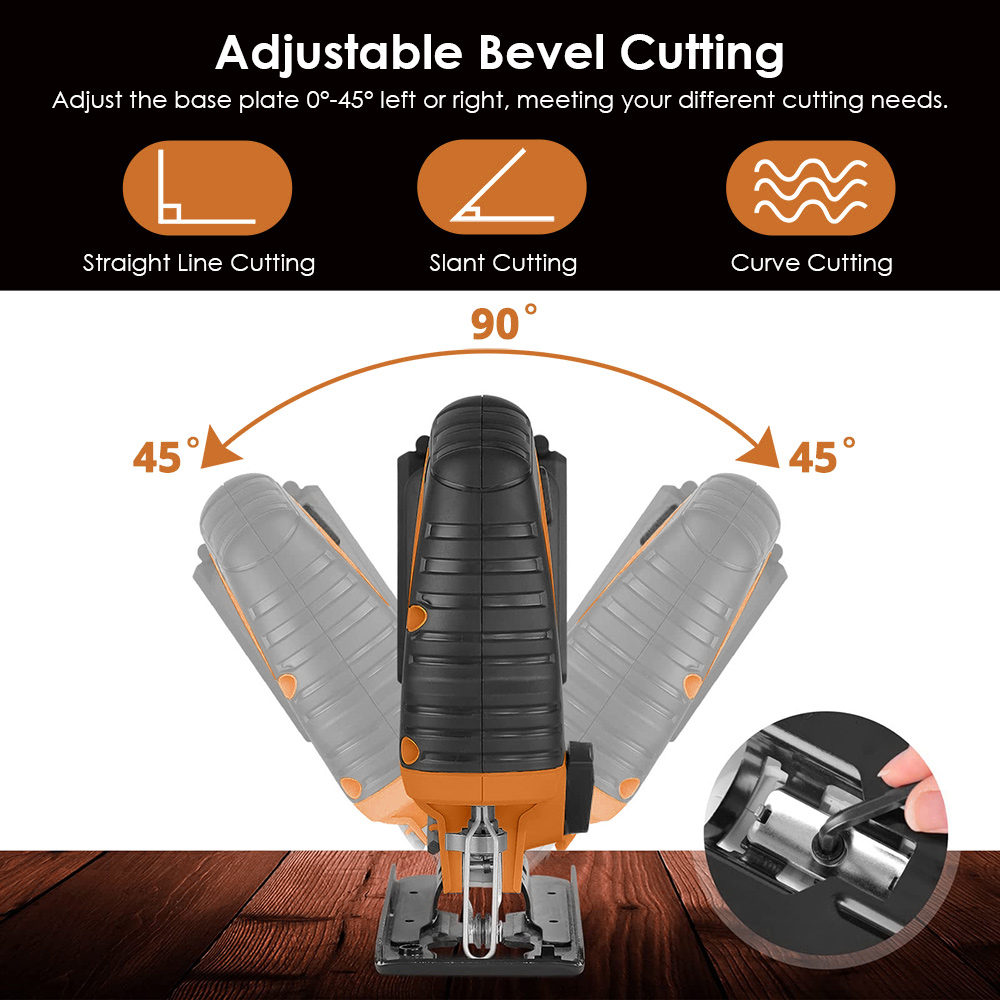 20V Max Variable Speed Wood Steel Metal Cordless Jig Saw with 2.0Ah ...
