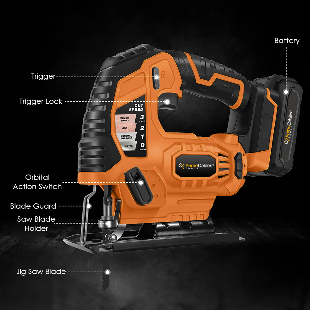 20V Max Variable Speed Wood Steel Metal Cordless Jig Saw with 2.0Ah ...