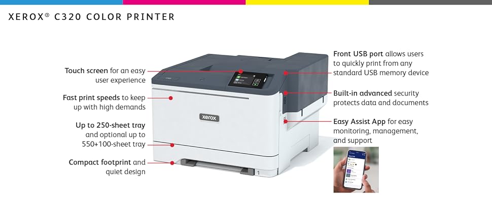 Xerox C320/DNI Wireless Color Laser Printer with Duplex Printing