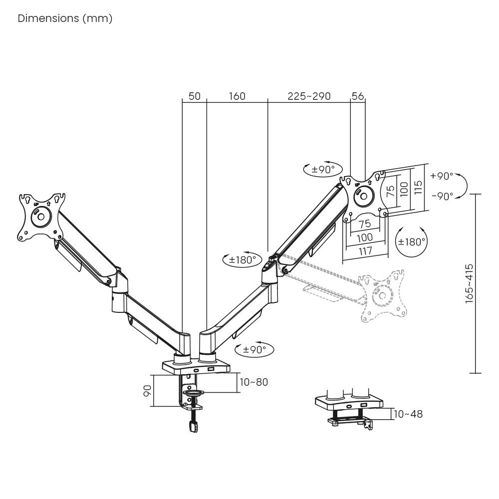 Dual Monitor Arm for 17-32 Inch Screens - PrimeCables