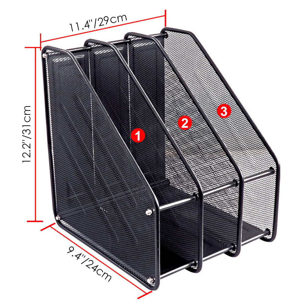 3-Tier Metal File Rack Organizer – Mesh Wire Tray for Office Desk ...