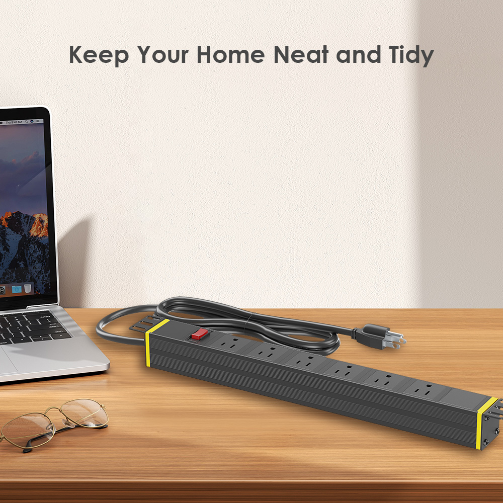 1U 6-Outlet PDU Power Strip with Aluminum Alloy Housing, ETL Certified ...