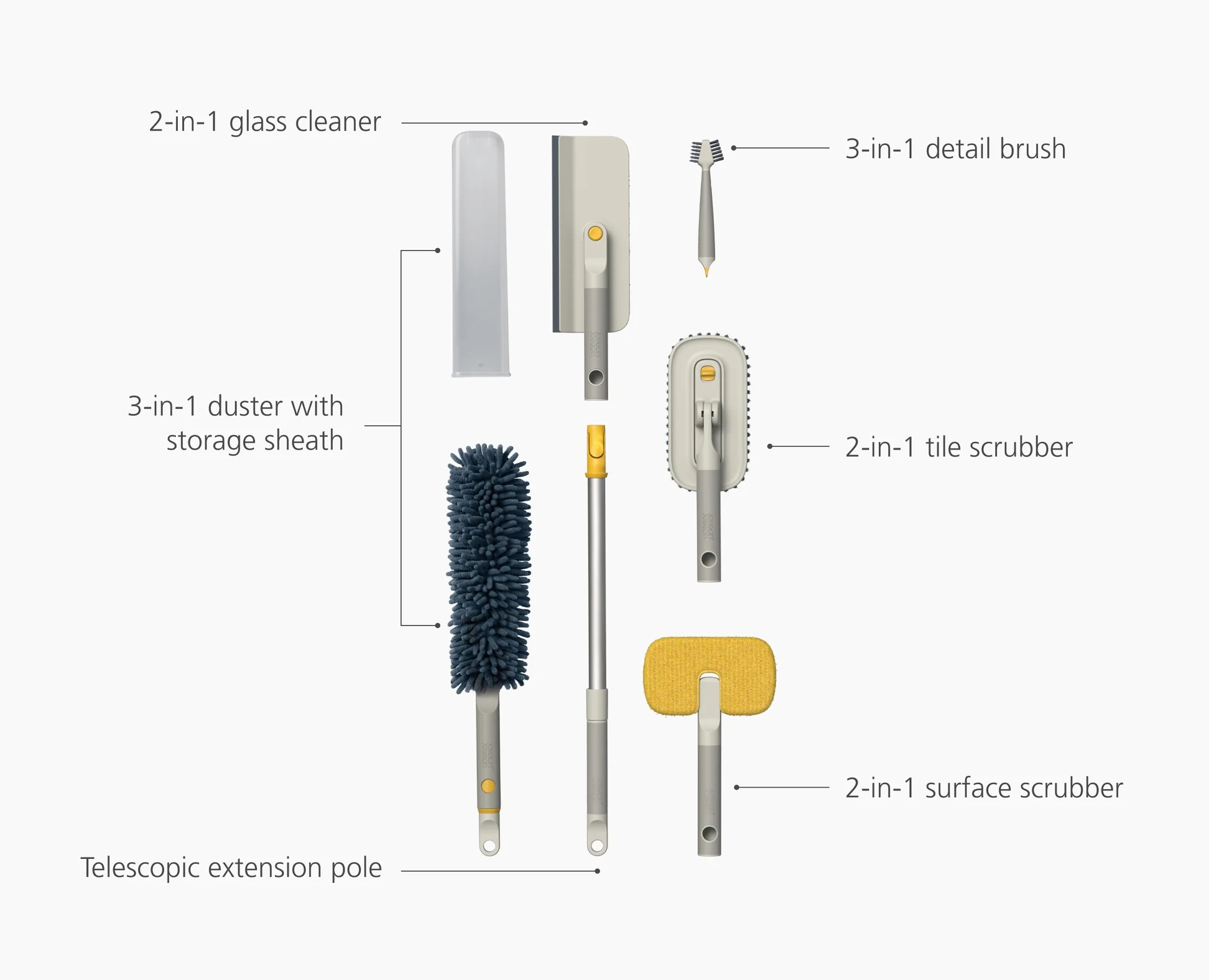 Joseph Joseph CleanTech™ Cleaning Tools, Compatible With The Elescopic ...