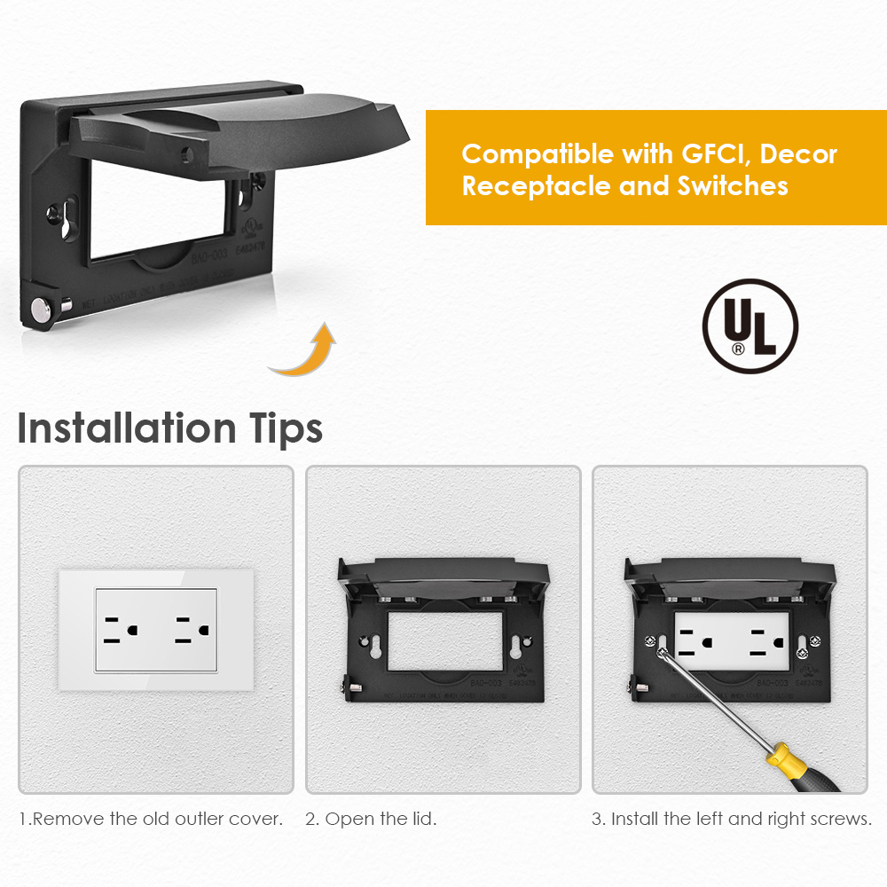 Heavy Duty Single Gang Outdoor Universal Flip Outlet Cover Weatherproof ...