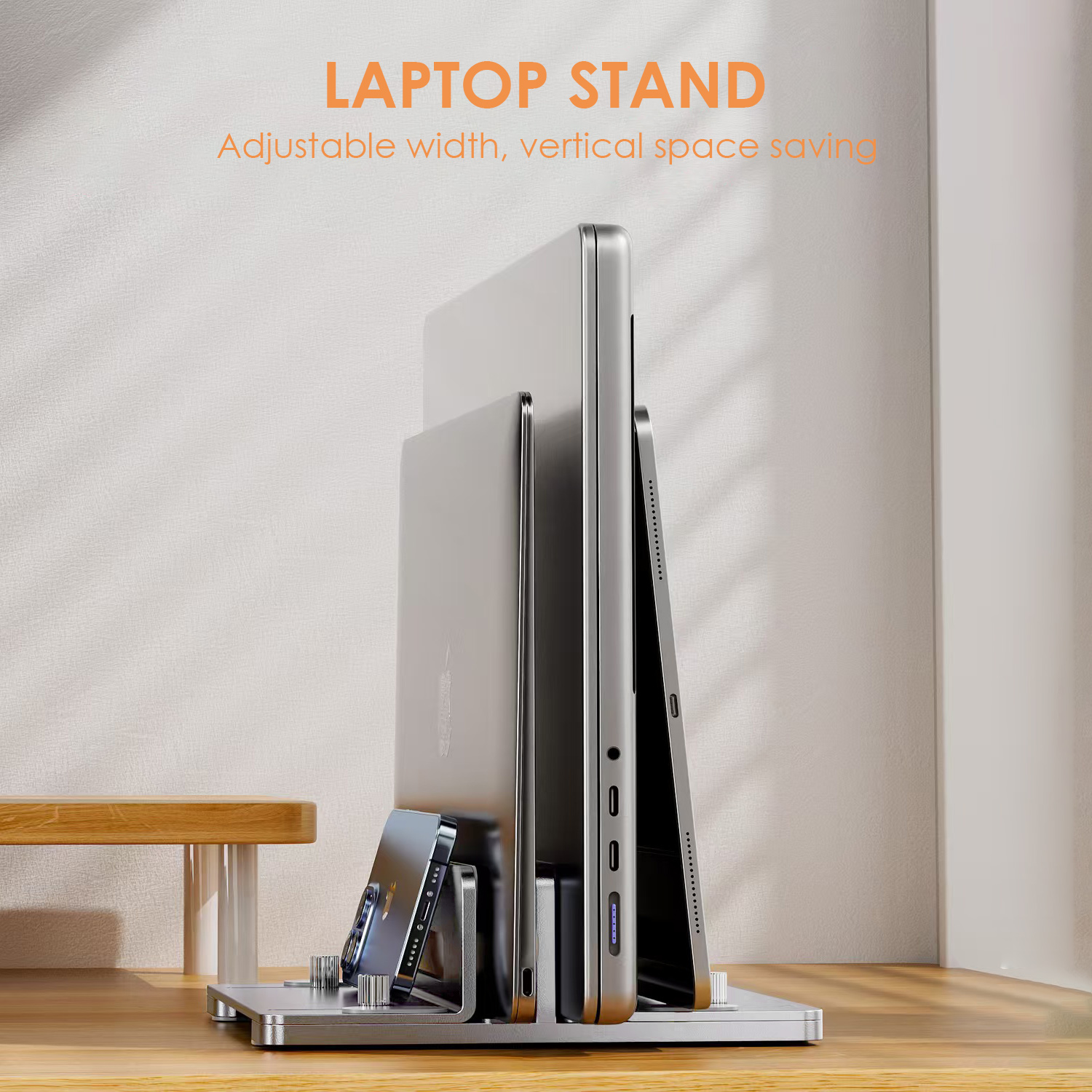 Aluminum Vertical Laptop Holder Adjustable Desk Stand for Laptops and ...