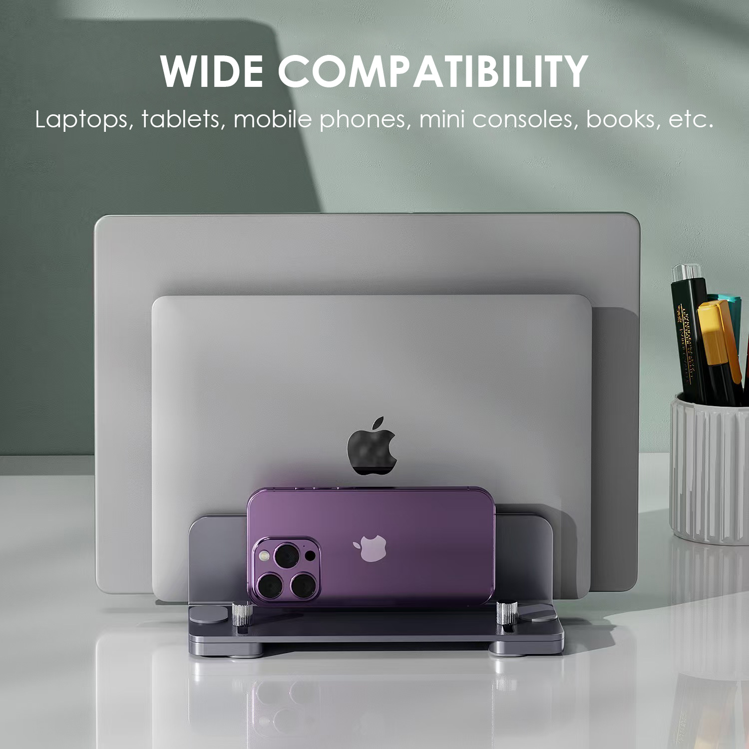 Aluminum Vertical Laptop Holder Adjustable Desk Stand for Laptops and ...