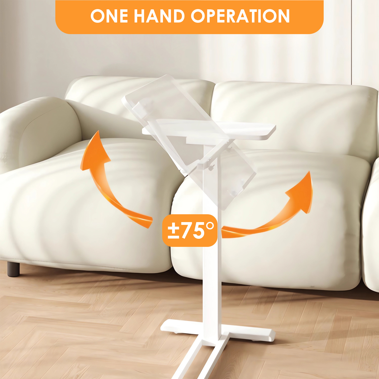 Mobile Side Table with Semi-Flip Tabletop Height and Angle Adjustable ...