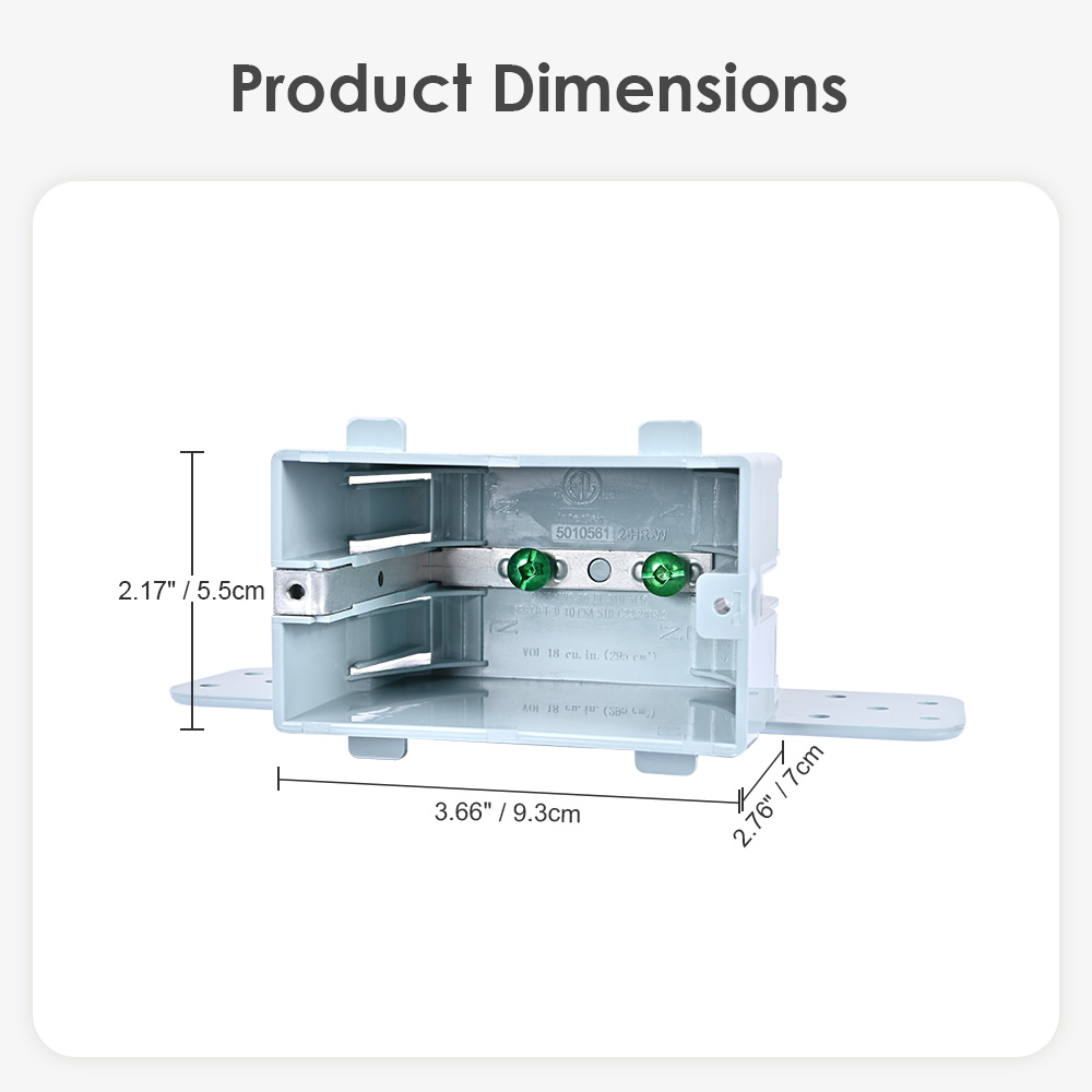 18 cu.inch 1-Gang Switch Plastic Wiring Box, 3.66 x 2.76 x 2.17in ...