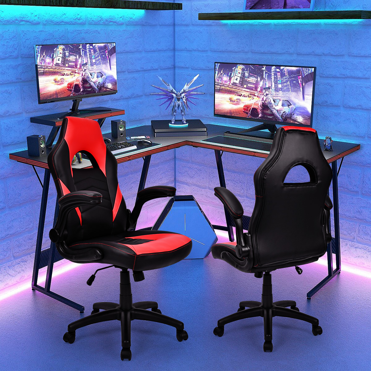 Gaming Chair Racing Office Chair, Computer Chair with Flip Up Arms ...