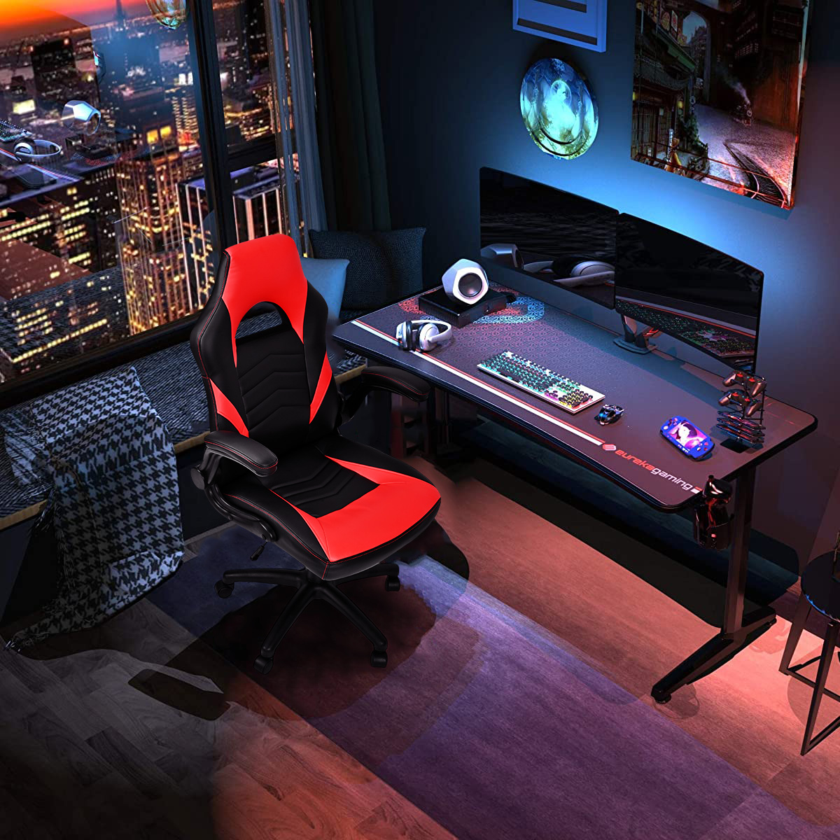 Gaming Chair Racing Office Chair, Computer Chair with Flip Up Arms ...