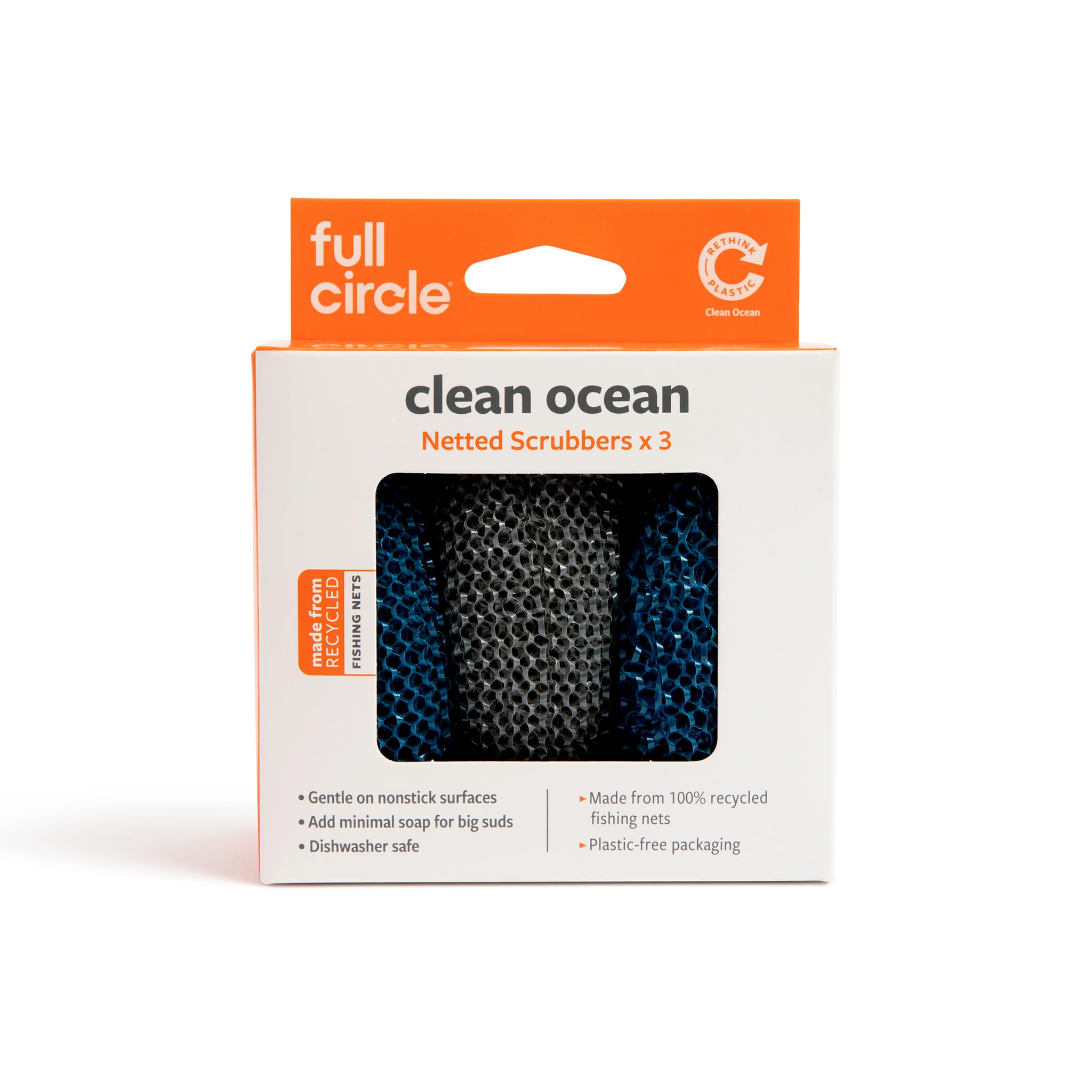 CLEAN OCEAN™ Netted Scrubbers,Kitchen Dish Scrubbers, Set of 3 - Full ...