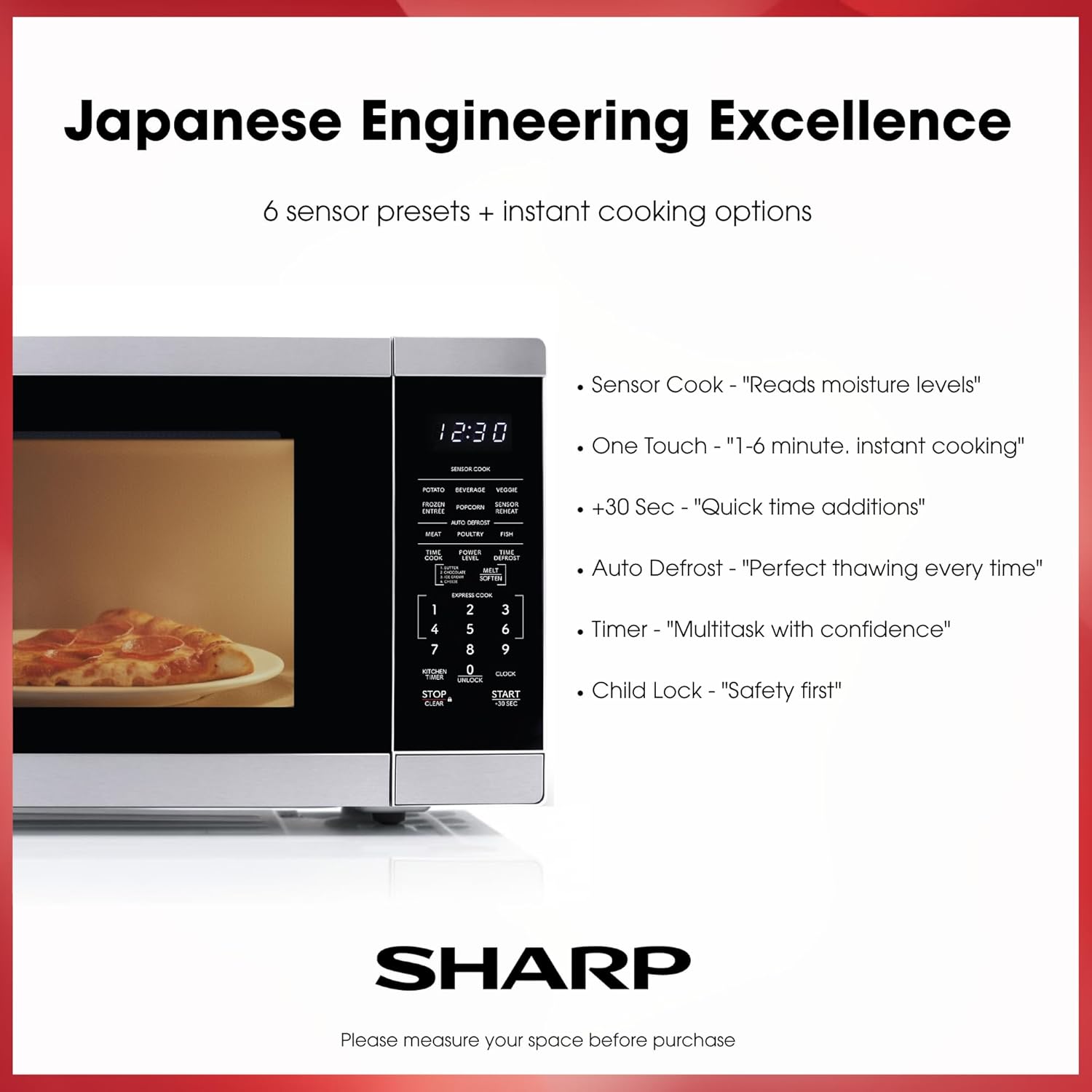 SHARP 1.4/1.6/2.2 cu. ft. Countertop Microwave Oven with Sensor Cook and Inverter Technology