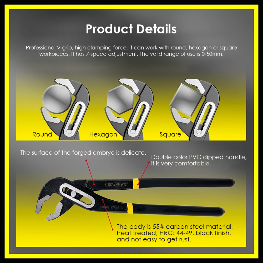 10-Inch Slip Joint Water Pump Pliers with 7-Step Adjustment ...