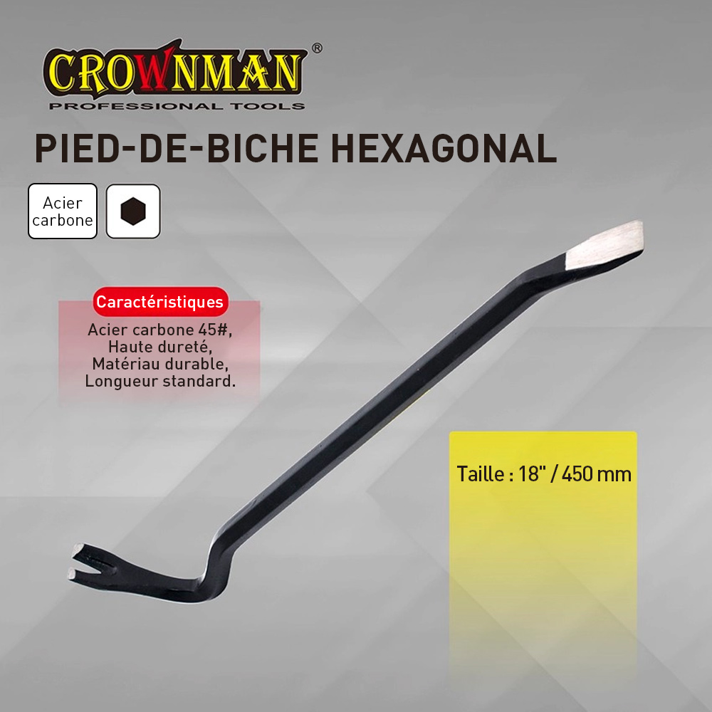 18''/45cm Pied-de-Biche Hexagonal Double-Embout en Acier Carbone ...