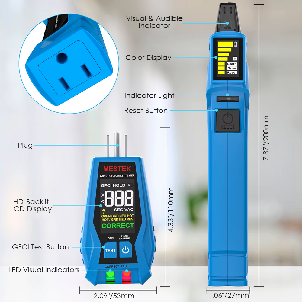 Circuit Breaker Finder Electric Tester AC 120V GFCI Outlet Meter Lock ...