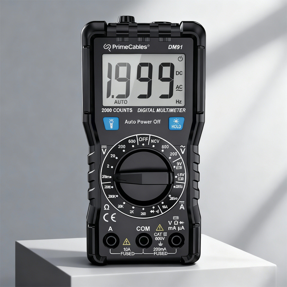 600V Manual Range Portable Multimeter, CE, ETL Certified - PrimeCables®