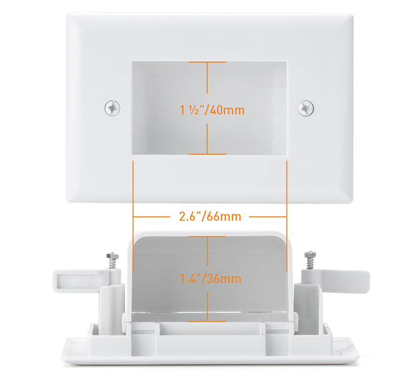 Easy Mount Low Voltage Cable Recessed Wall Plate - White - PrimeCables®