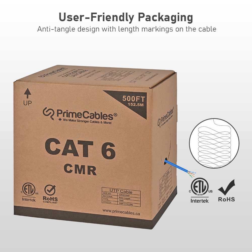 CAT6 23AWG UTP CMR without cross ETL Certified - 500ft - PrimeCables®